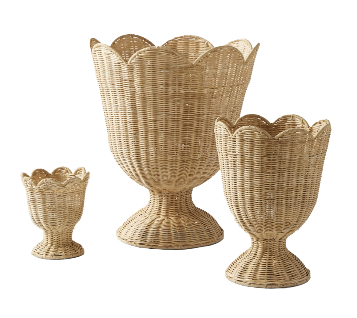 Rattan Scalloped Vases - Loluma